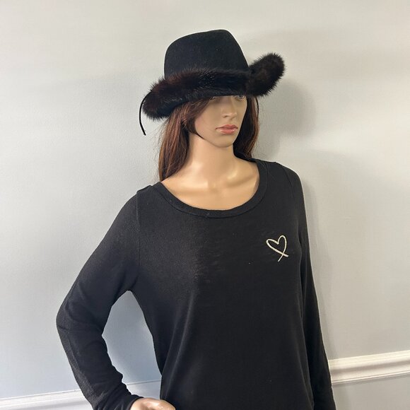 Bollman | Accessories | Vintage Western Style Black Hat Wfur Trim Geo W ...